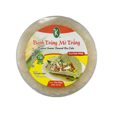 K #735 WHITE SESAME RICE PAPER 22CM 44*12oz - Thai Kee Corporation 泰記