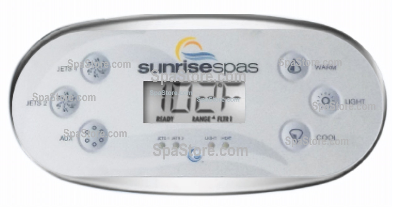 Current Version Sunrise Spas Topside Control Panel 2 Pumps 6 Buttons ...