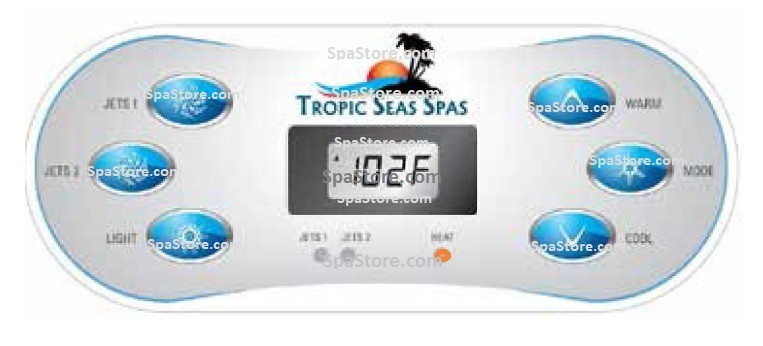 Overlay Only Tropic Seas Spas Control Panel Topside Display 6 Button 2 ...
