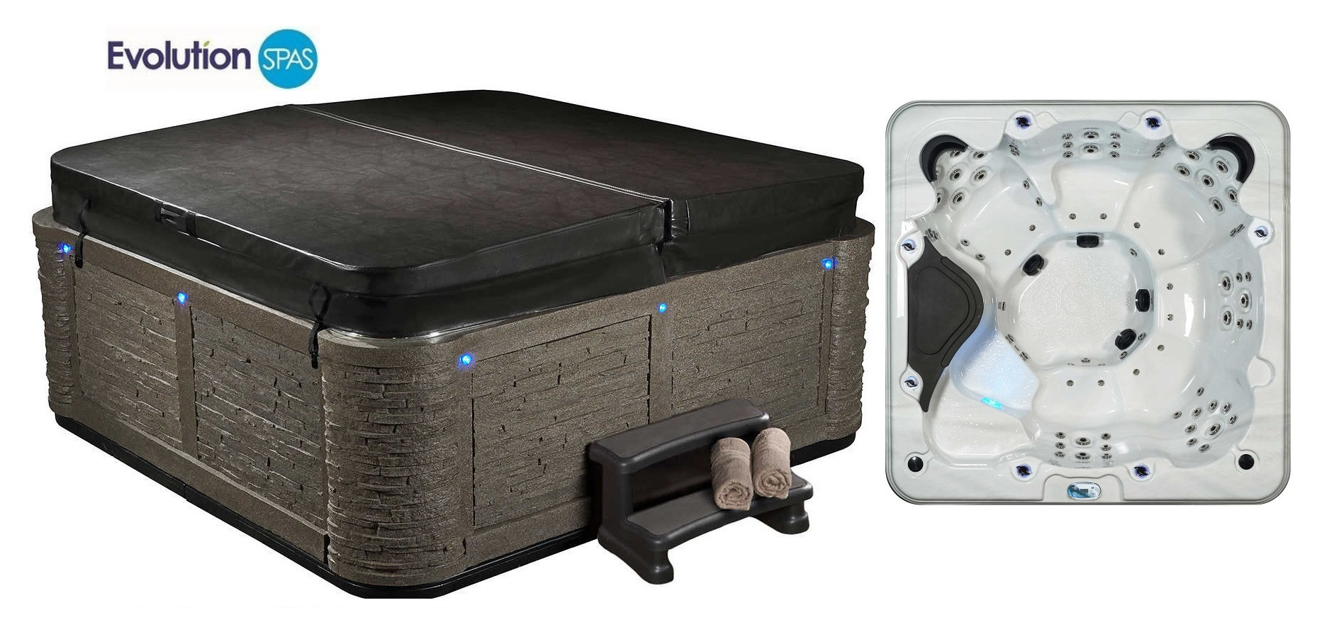 Spa Cover Costco® Evolution Spas Model StockBridge 95 Jets Rock Cabinet ...