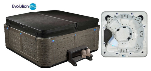 Spa Cover Costco® Evolution Spas Model StockBridge 95 Jets Rock Cabinet Heavy Duty 5-3" Tapered ...