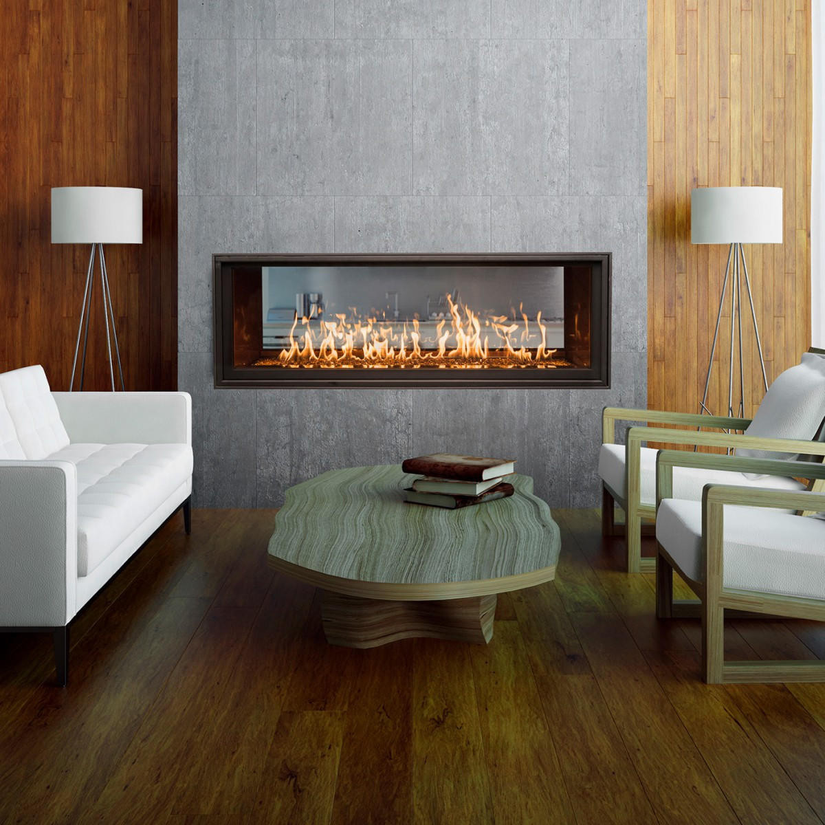 Town and Country TCWS54 Linear See Thru Direct Vent Fireplace - Luxury Fire