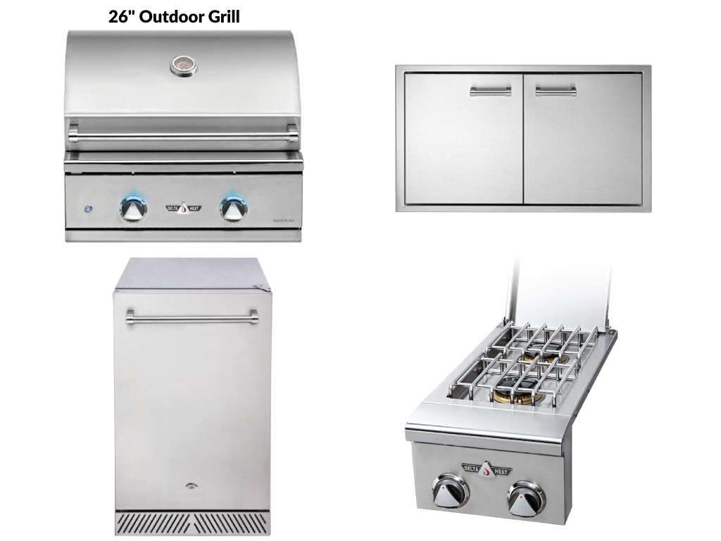 Delta Heat Premier 4-Piece Outdoor Kitchen Package W/ Double Side ...
