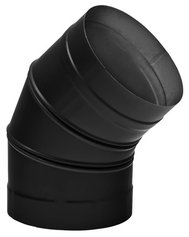 SINGLE WALL 8" DIAMETER BLACK STOVE PIPE 45 DEG ELBOW - Luxury Fire