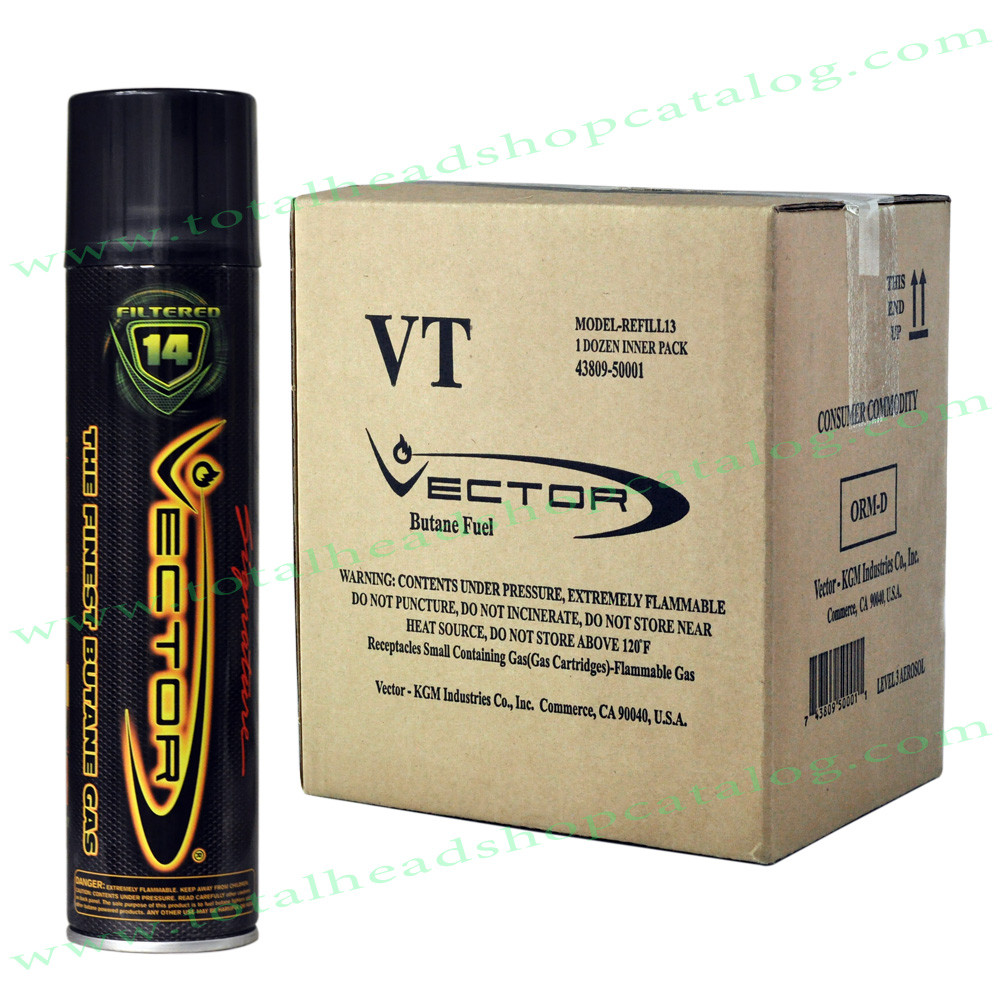 12 Pack Vector 14X+ Refined Butane 320ML - Total Headshop Catalog