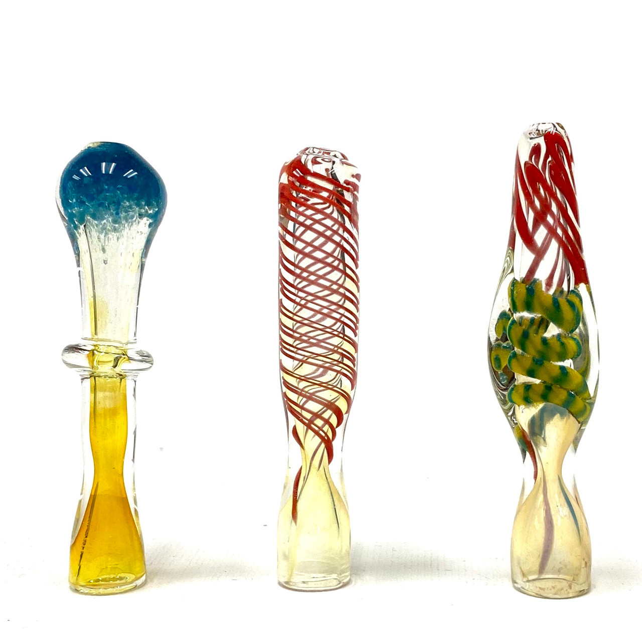 Assorted Design Glass Chillum Pipe - Puffr