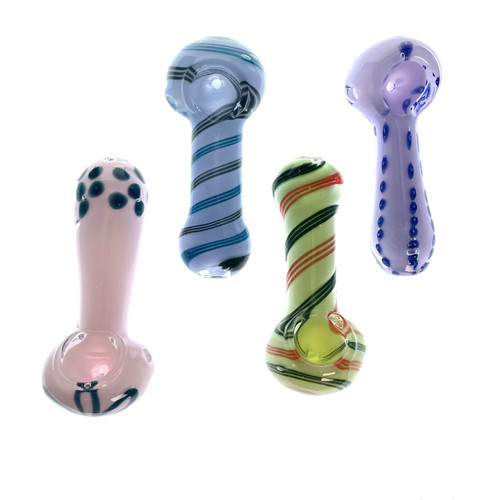3" Swirls and Spots Hand Pipes 1 Count Assorted Styles and Colors - Puffr