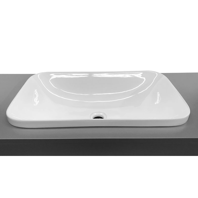 Kuma White Semi-Recessed Washbasin