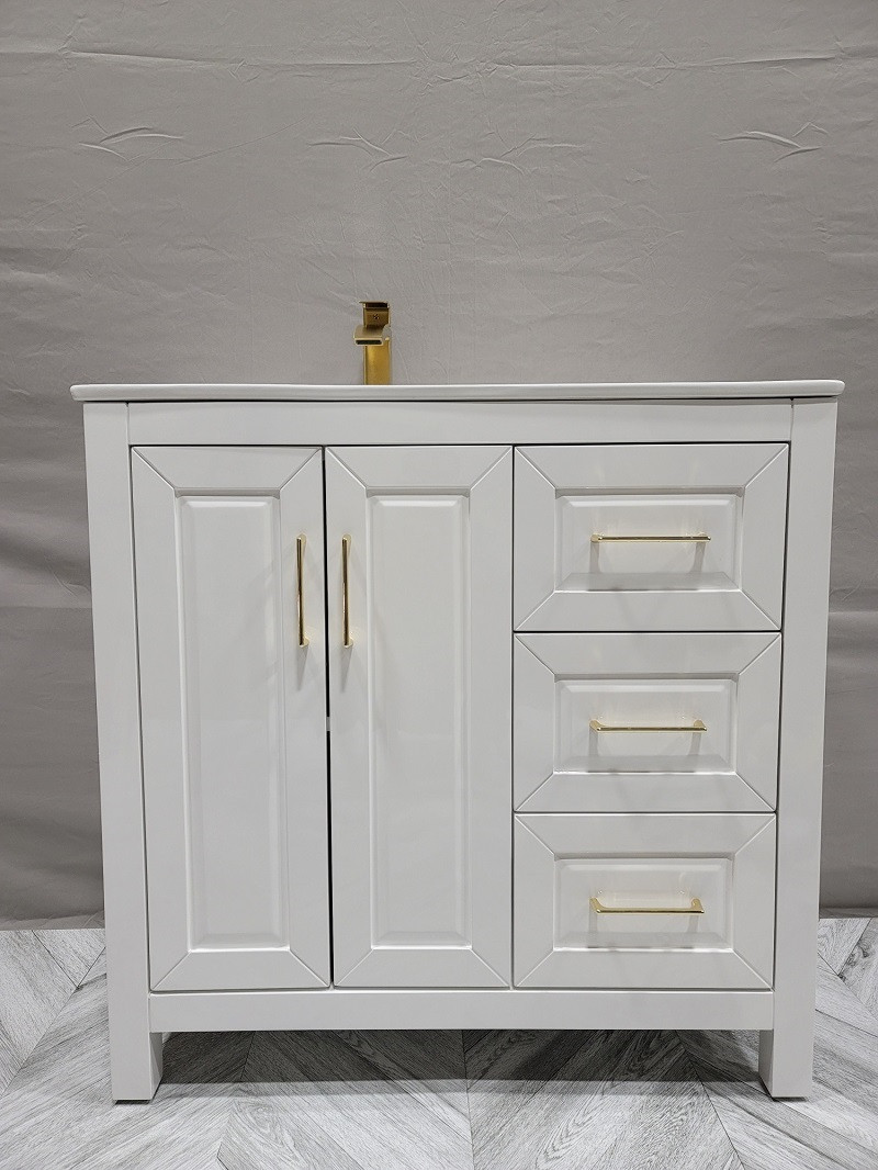 Mars 36" White Super White Quartz Bathroom Vanity - York Taps