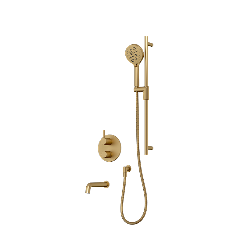 Rubi Vertigo 1/2" Thermostatic 2 Way Shower Kit - Brushed Gold