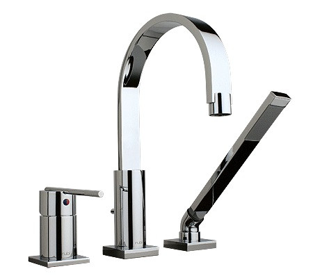 Rubi Viso 3-hole deck mounted bath faucet with handheld shower - York Taps