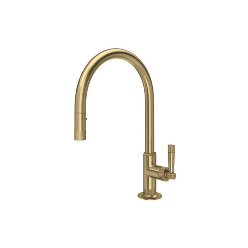ROHL Graceline Pulldown Kitchen Faucet - Antique Gold with Metal Lever ...