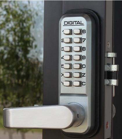 LOCKEY 2985 Mechanical NARROW STYLE LEVER Keyless Door Lock - Dead Latch