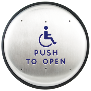 Norton 506 Stainless Steel Push Plate Door Switch, 6" Round, "PUSH TO ...