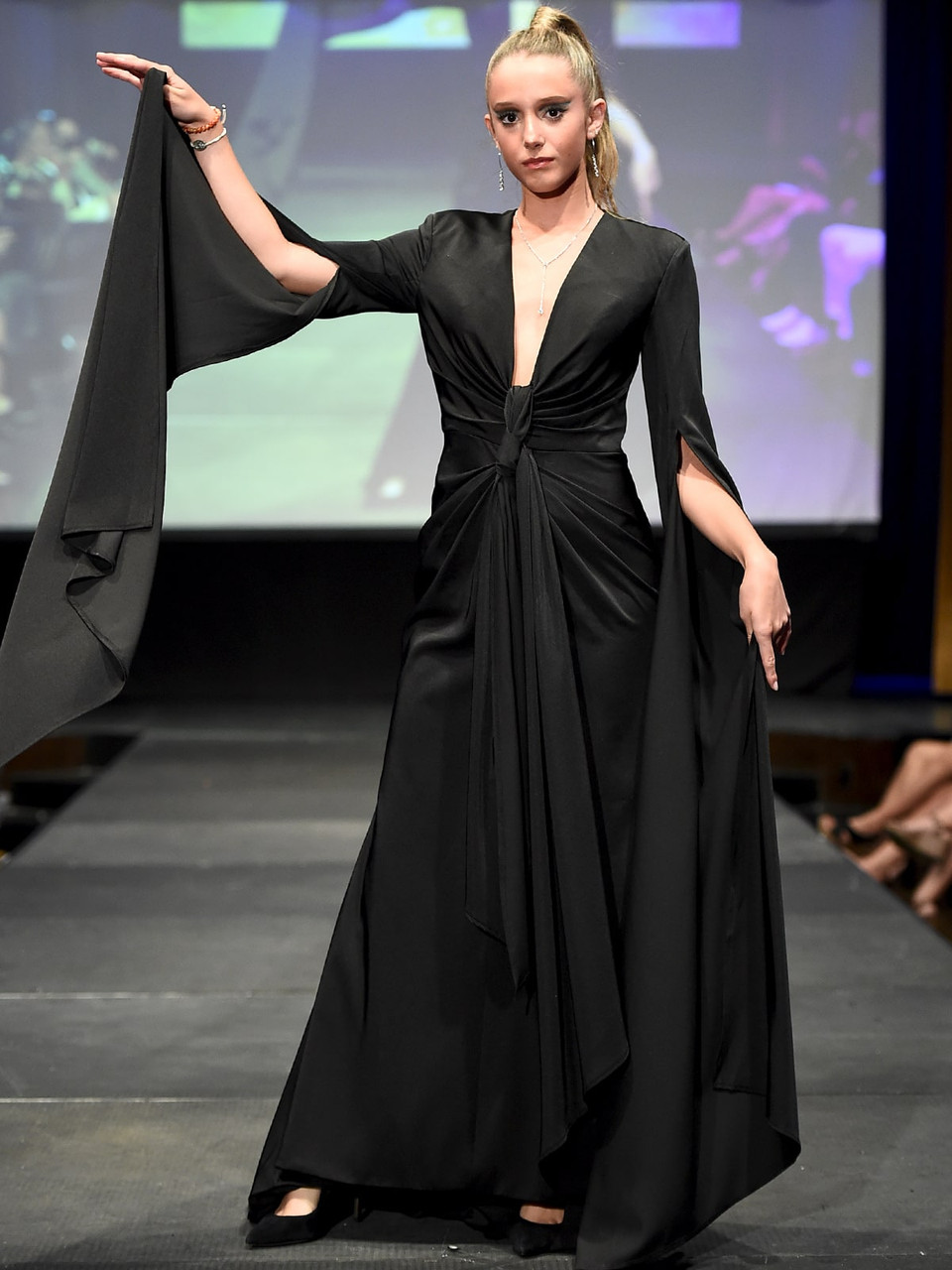 Long open sleeve cape Dress