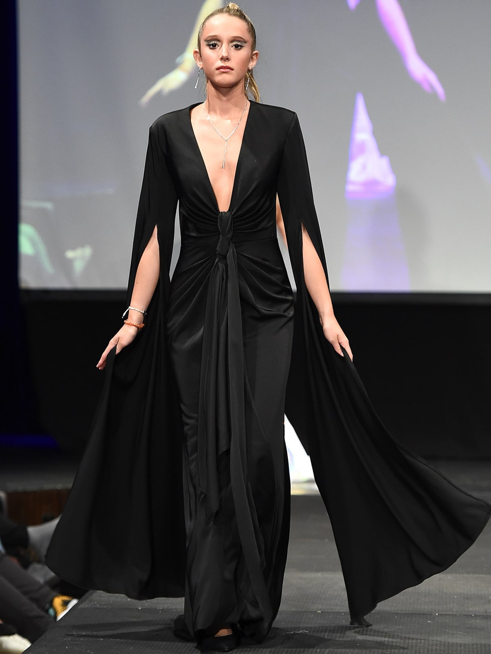 Long open sleeve cape Dress