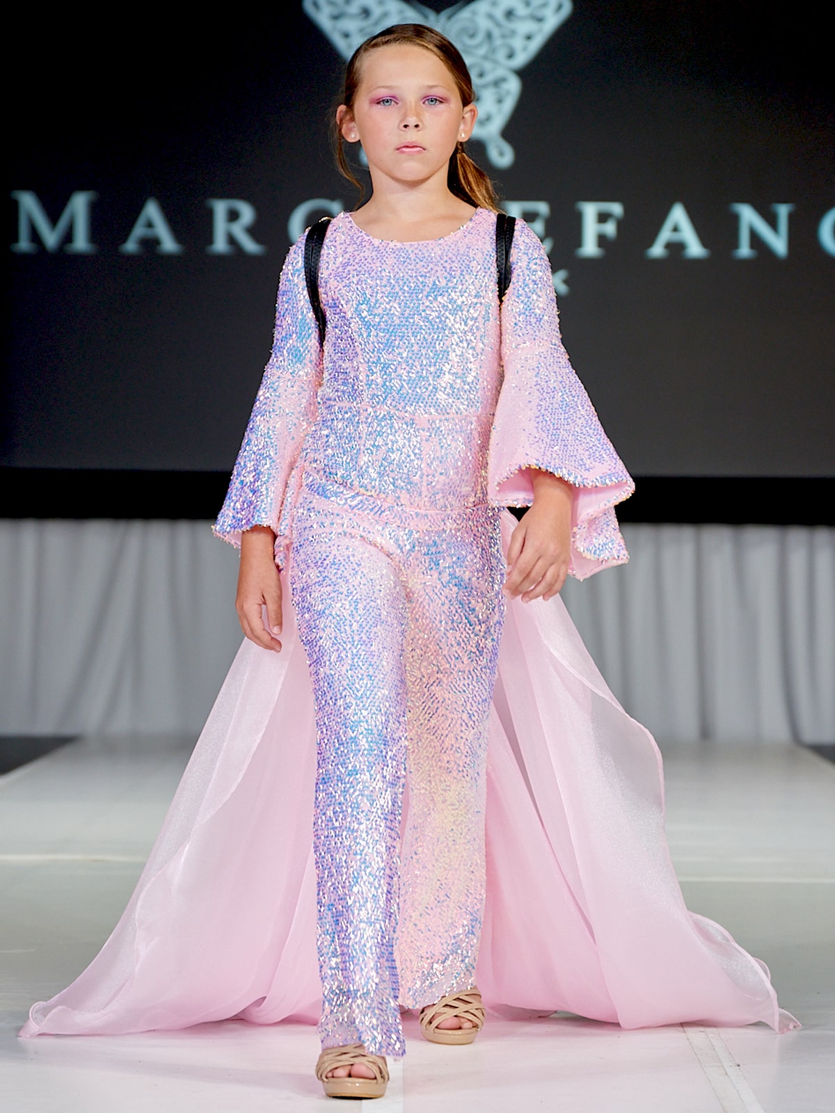 Fully beaded jumpsuit with matching overskirt
