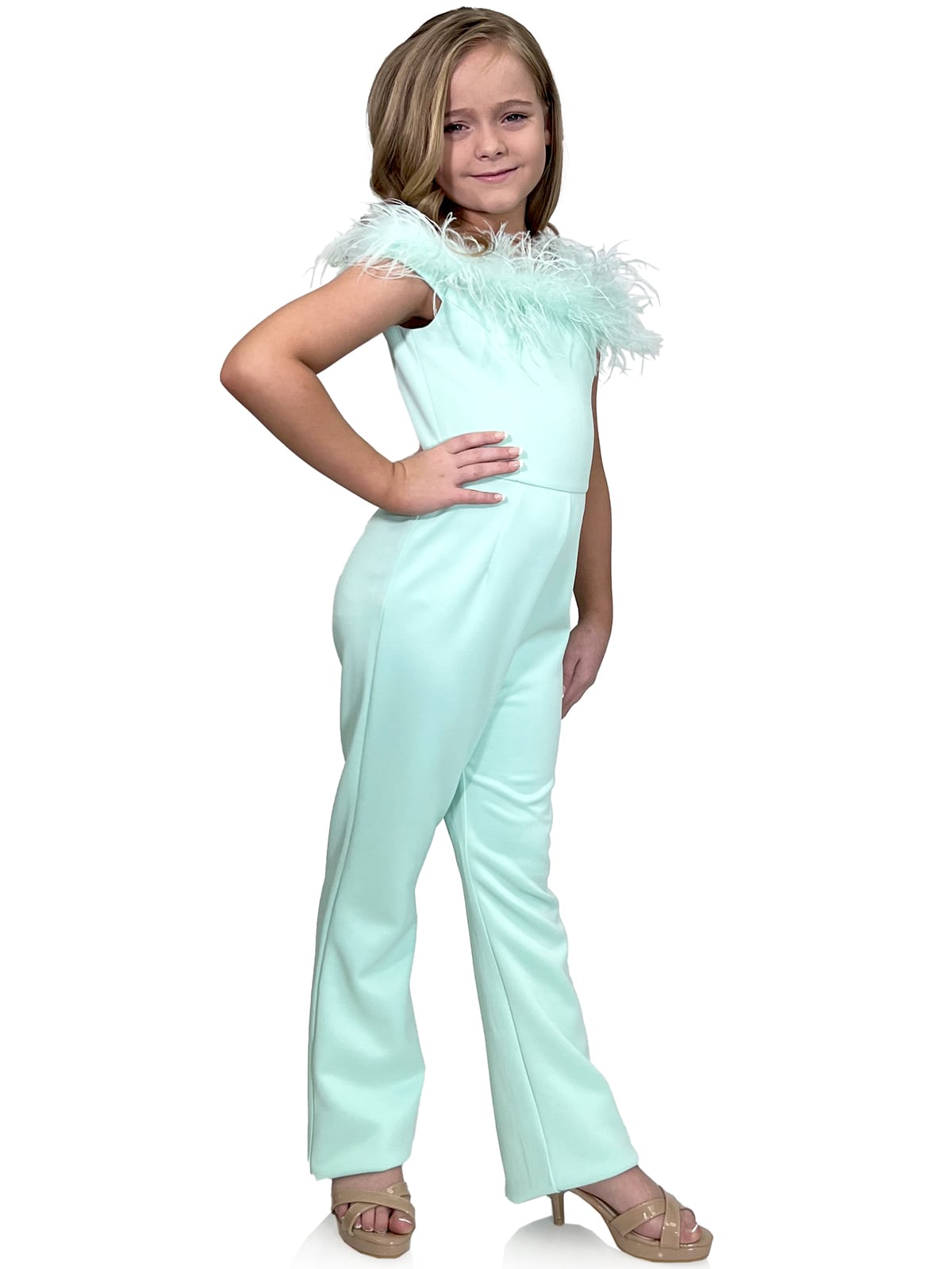 Feather neckline interview Jumpsuit