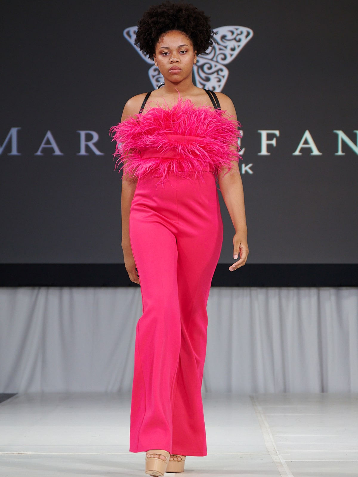 Ostrich feather jumpsuit