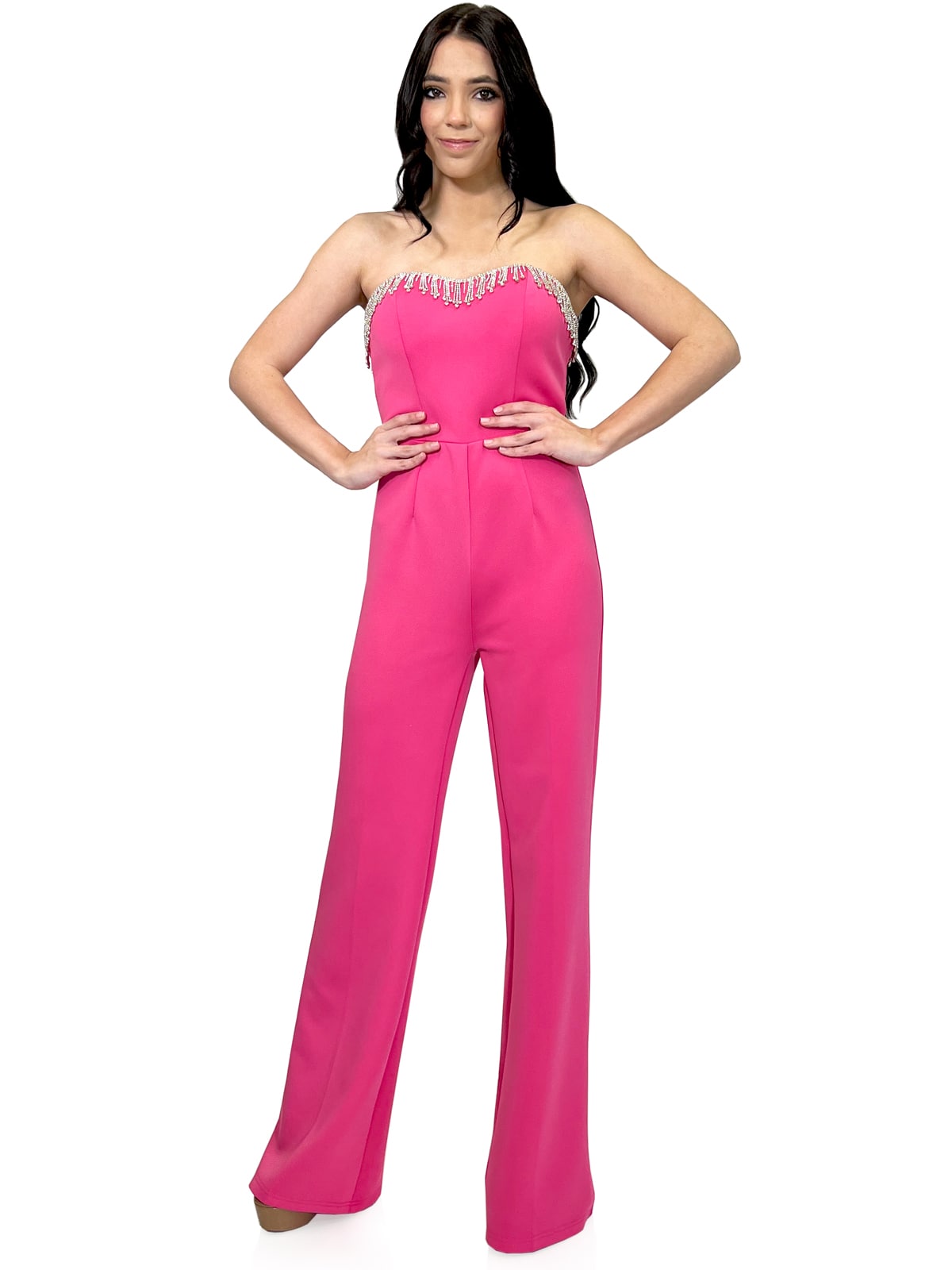 Silver beaded fringe interview jumpsuit