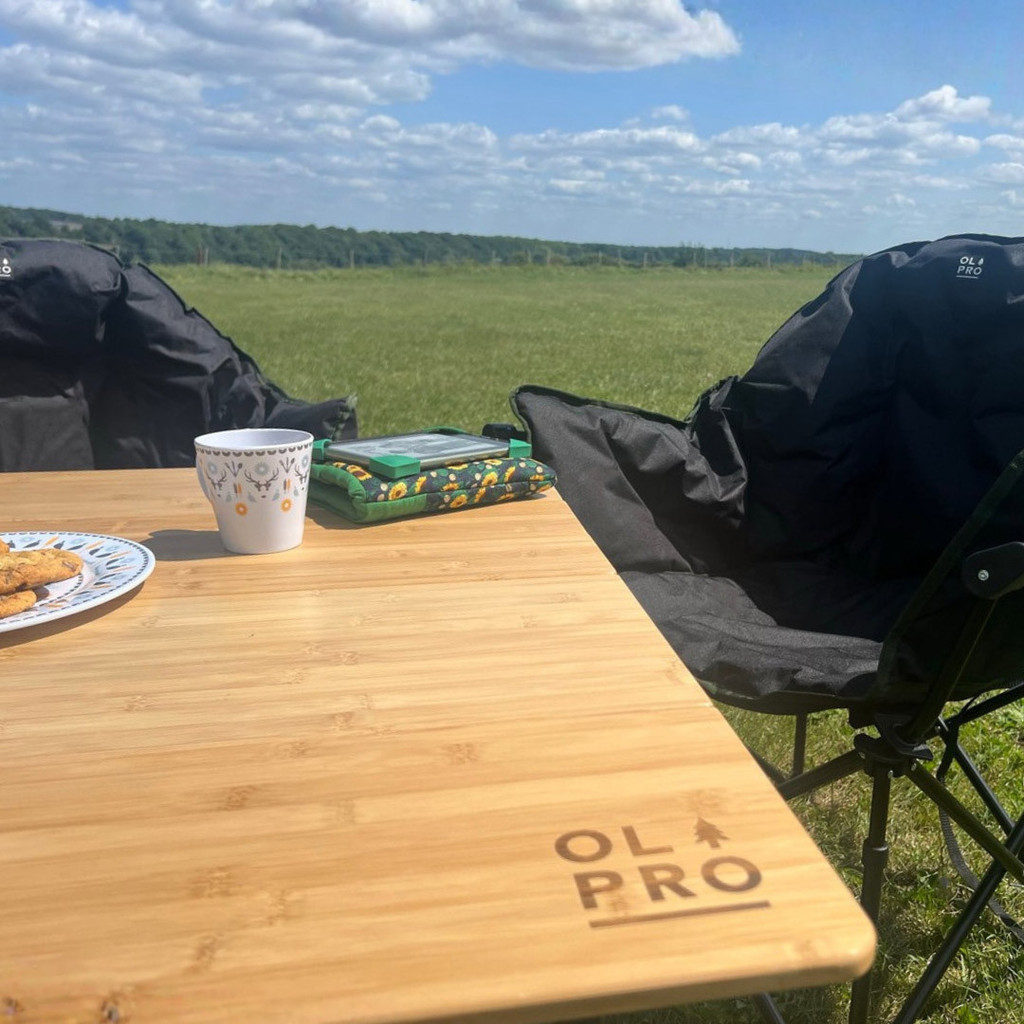 Bamboo Camping Table 4 Folding 90cm x 90cm