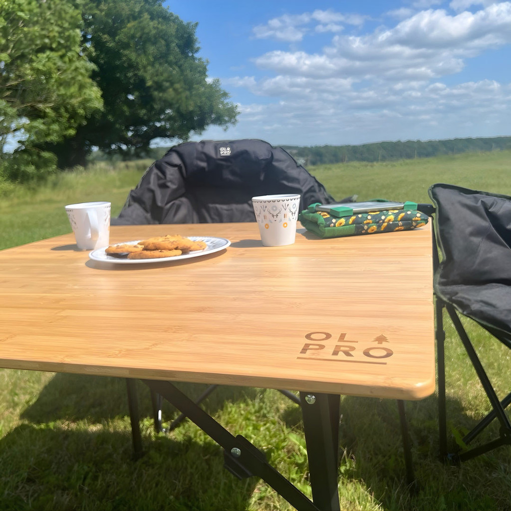 Bamboo Camping Table 4 Folding 90cm x 90cm