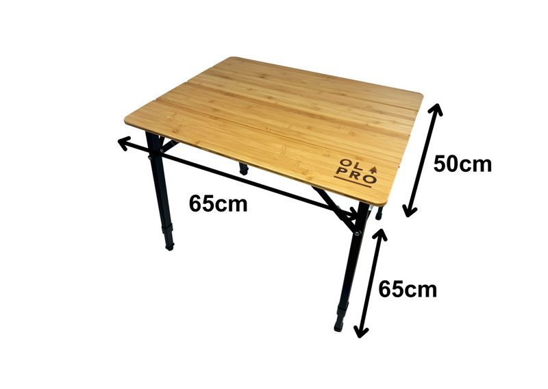 Bambus-Camping-Klapptisch, 4-fach faltbar, 65 cm x 50 cm