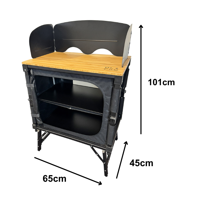 Bamboo 3 in 1 Folding Table/Storage Camping Cupboard