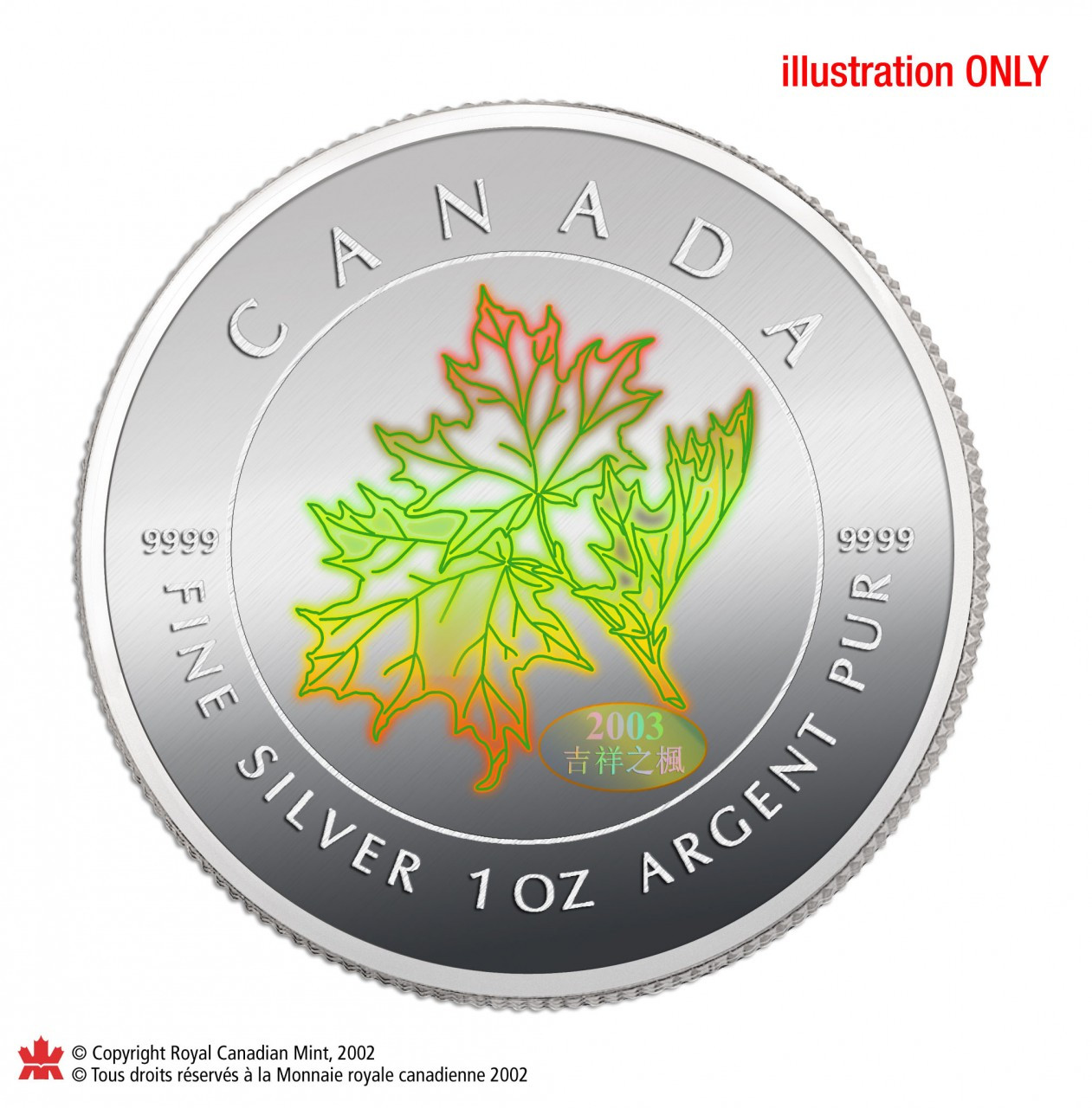 24k Gold 2003 Royal Canadian Mint $5 Silver Maple Leaf Coin - Good ...