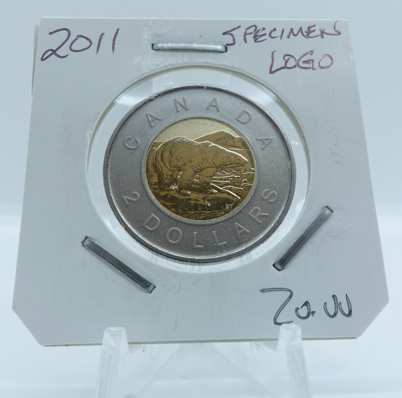 2011 CIRCULATION CANADIAN TOONIE SPECIMEN LOGO - West Edmonton Coin & Stamp