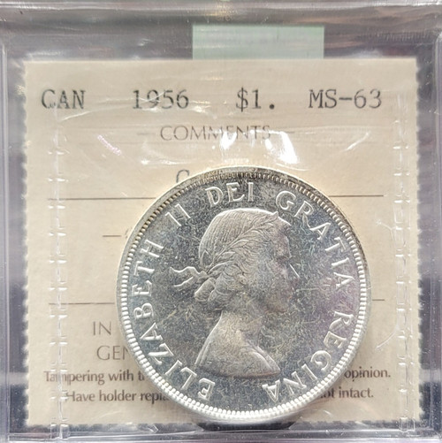 1956 CANADA CIRCULATION SILVER DOLLAR MS-63 CAMEO - West Edmonton Coin ...