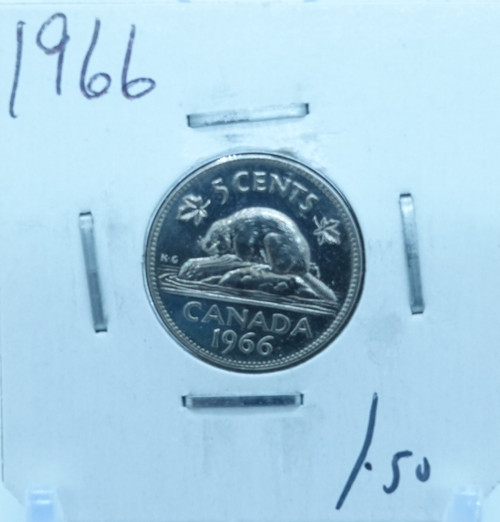 1966 CANADA CIRCULATION FIVE CENTS - UNGRADED - West Edmonton Coin & Stamp