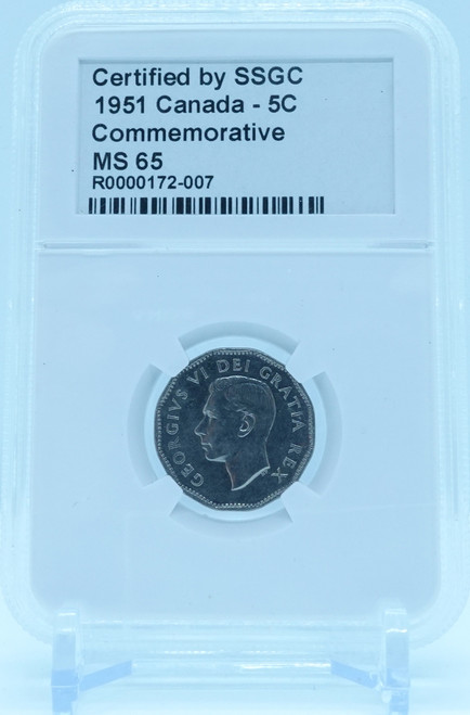 1951 5 CENT CANADA COMMEMORATIVE – MS 65 - GRADED - West Edmonton Coin ...