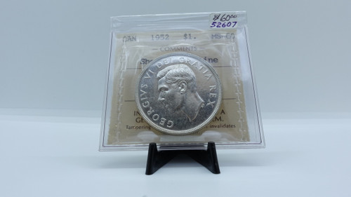 1952 CIRCULATION CANADIAN SILVER DOLLAR MS-60 SHORT WATER LINE - West ...