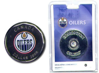2008 OILERS SPECIAL EDITION LOONIE AND PUCK - West Edmonton Coin & Stamp