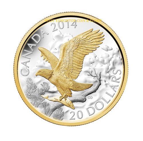 2014 $20 FINE SILVER COIN PERCHED BALD EAGLE - West Edmonton Coin & Stamp