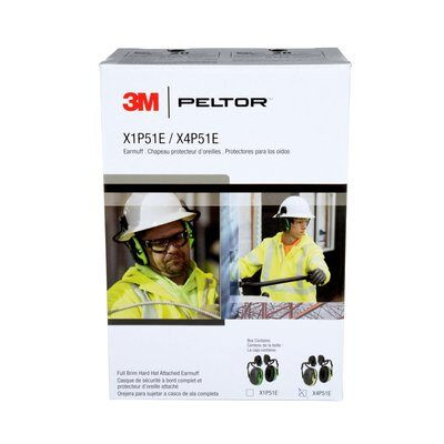 3M™ PELTOR™ X Series Earmuff, X4P51E, full brim hard hat attached ...