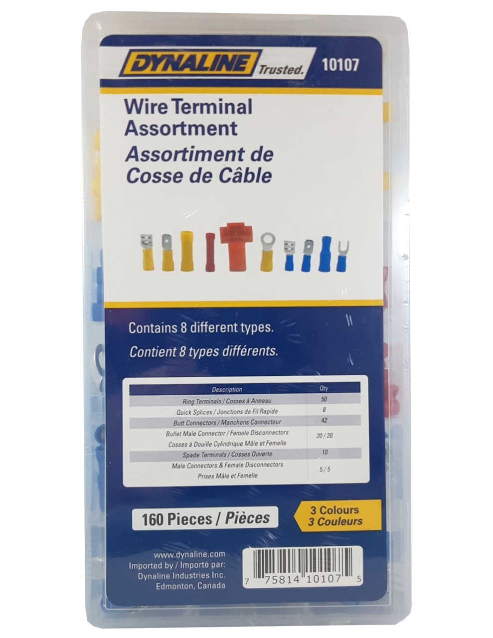 Dynaline 10107 Wire Terminal Assortment 160 Pieces/ 8 Types