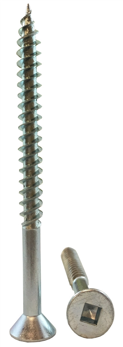 10 x 2 1/2 inch Flat Head Square Drive Wood Screw - Zinc Plated