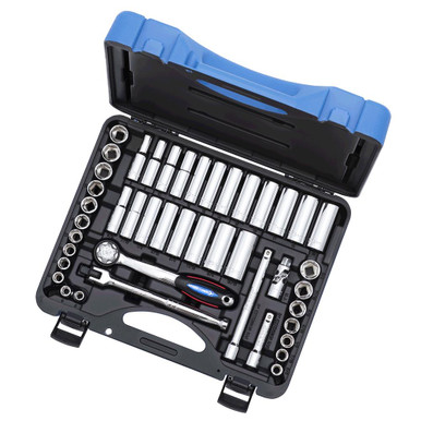 3/8″ Drive 6 Point SAE/Metric Socket Wrench Set 45-Piece