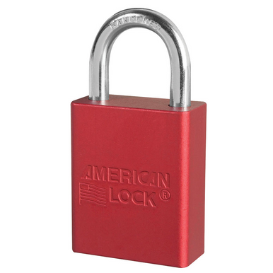 Master Lock Anodized Aluminum Safety Padlock, 1" Tall Shackle, Red