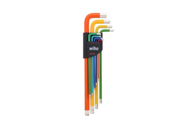 Wiha 66980 9 Piece Ball End Color Coded Hex L-Key Set - Metric