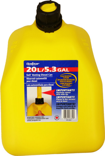 20 Litre 5 gallon Yellow Plastic Gas Can - Edmonton Fasteners & Tools