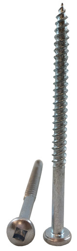 #10 x 2 1/2 inch Round Head Square Drive Wood Screw - Zinc Plated