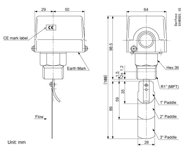 061H4000 Danfoss Flow switch, FQS - AC drives & controls