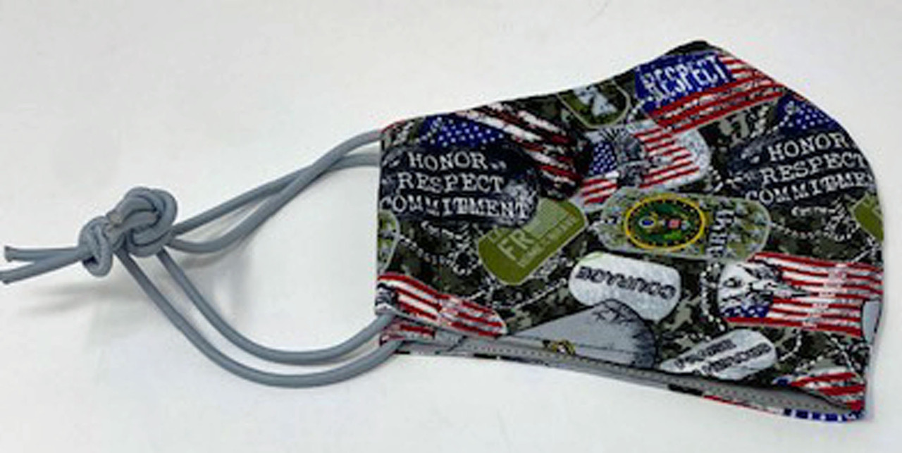 Adult Face Mask USA Military Army Print Adjustable Elastic Washable ...