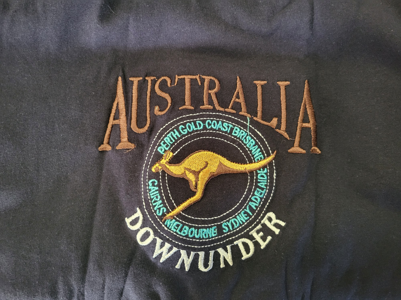 Adult T-Shirt Australia Down Under Roo Emblem - Skinnys Australia
