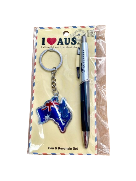 Carded Pen & Keychain - Map Flag - Skinnys Australia