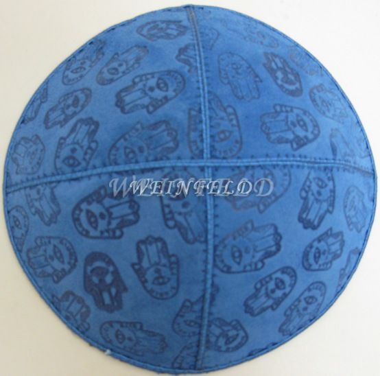 Genuine Suede Kippah - Embossed Textured Design - HAMSA SYMBOLS ...