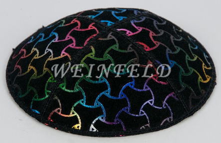 Genuine Suede Yarmulke - Metallic Embossed - COLORED METALIC WHEELS ...